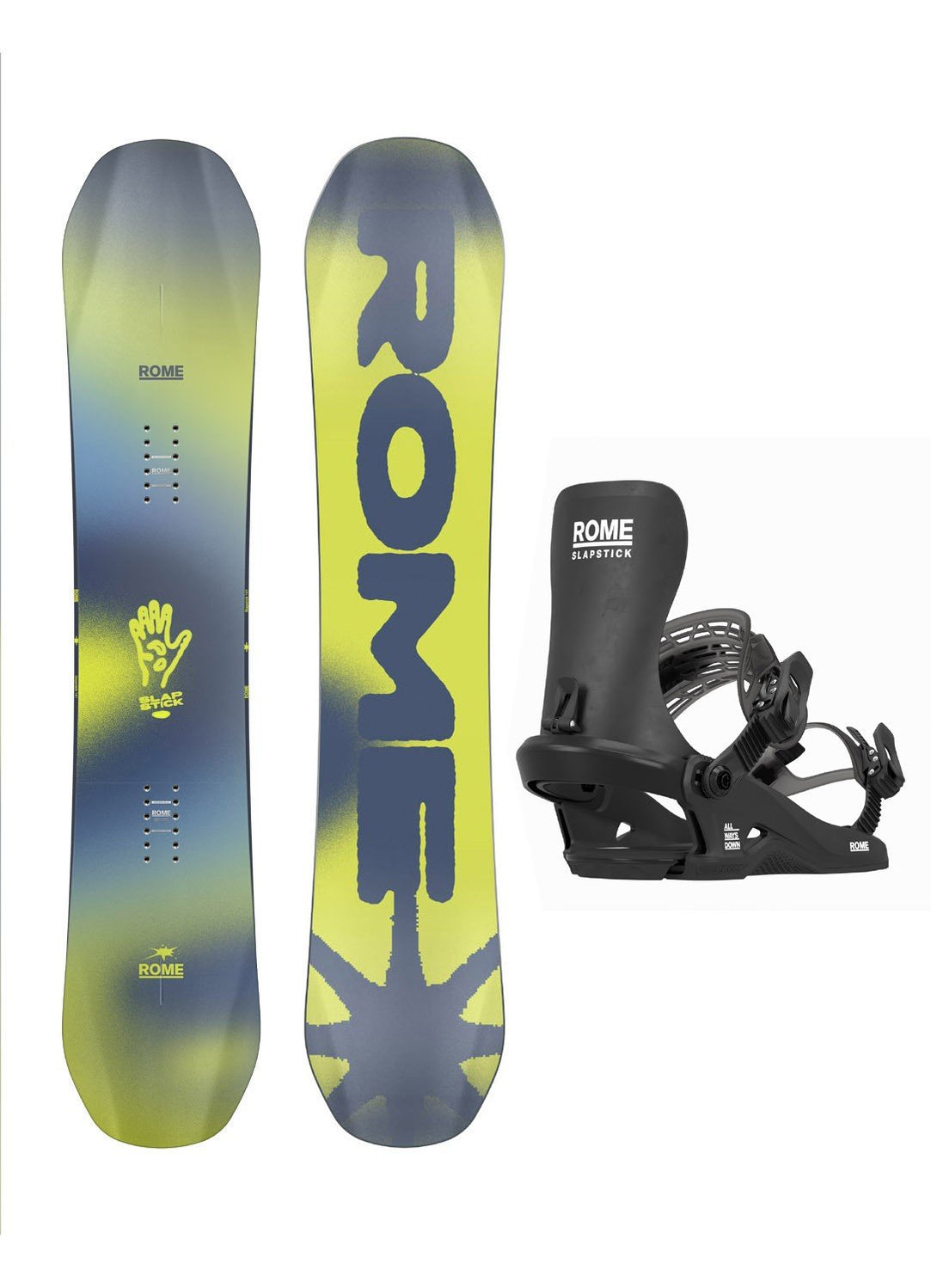 Rome Slapstick Youth Snowboard 147 cm True Twin With Rome Bindings New ...