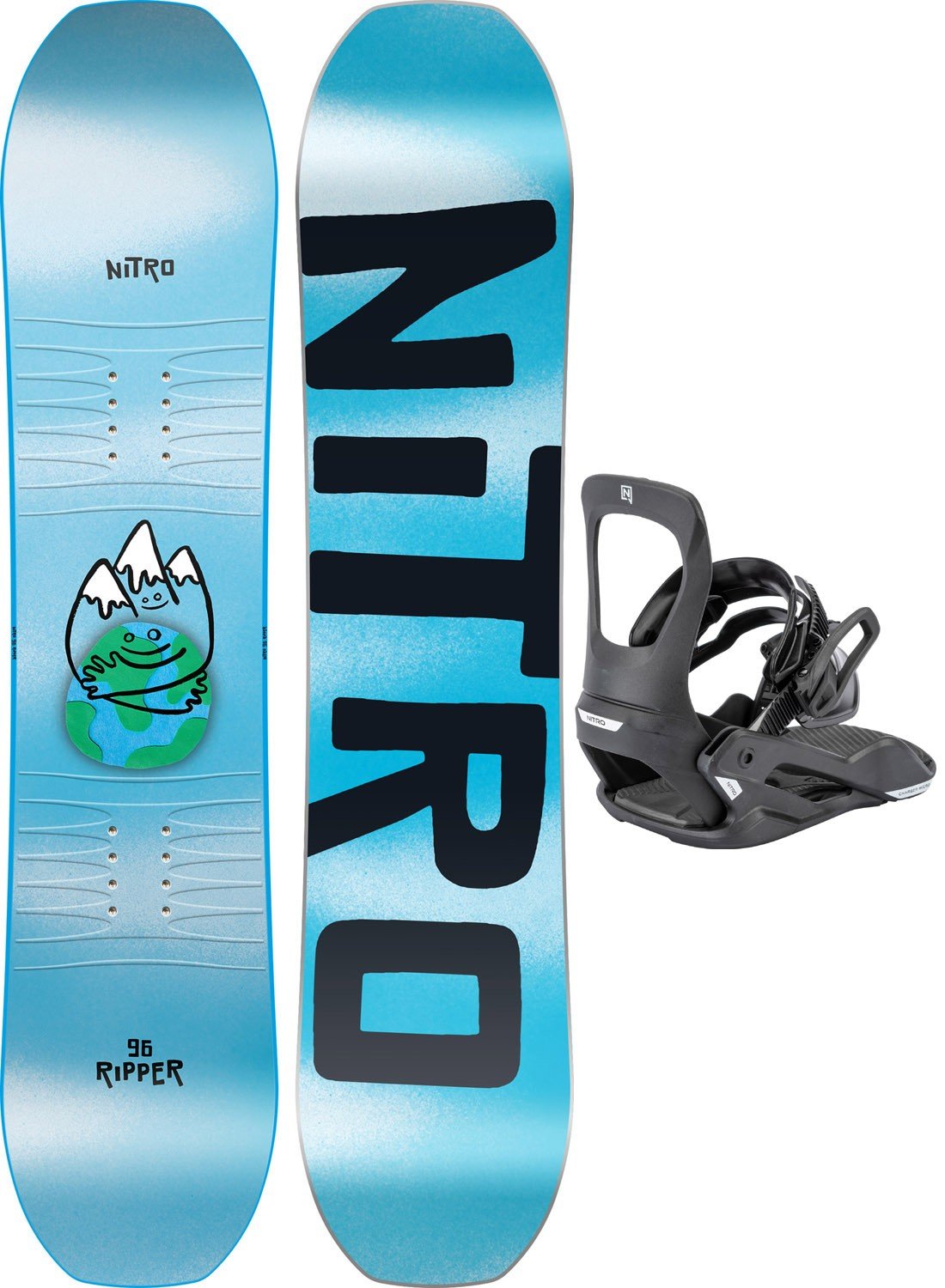 Nitro Ripper Boys Snowboard 96 cm with Charger Micro Bindings XS Black ...