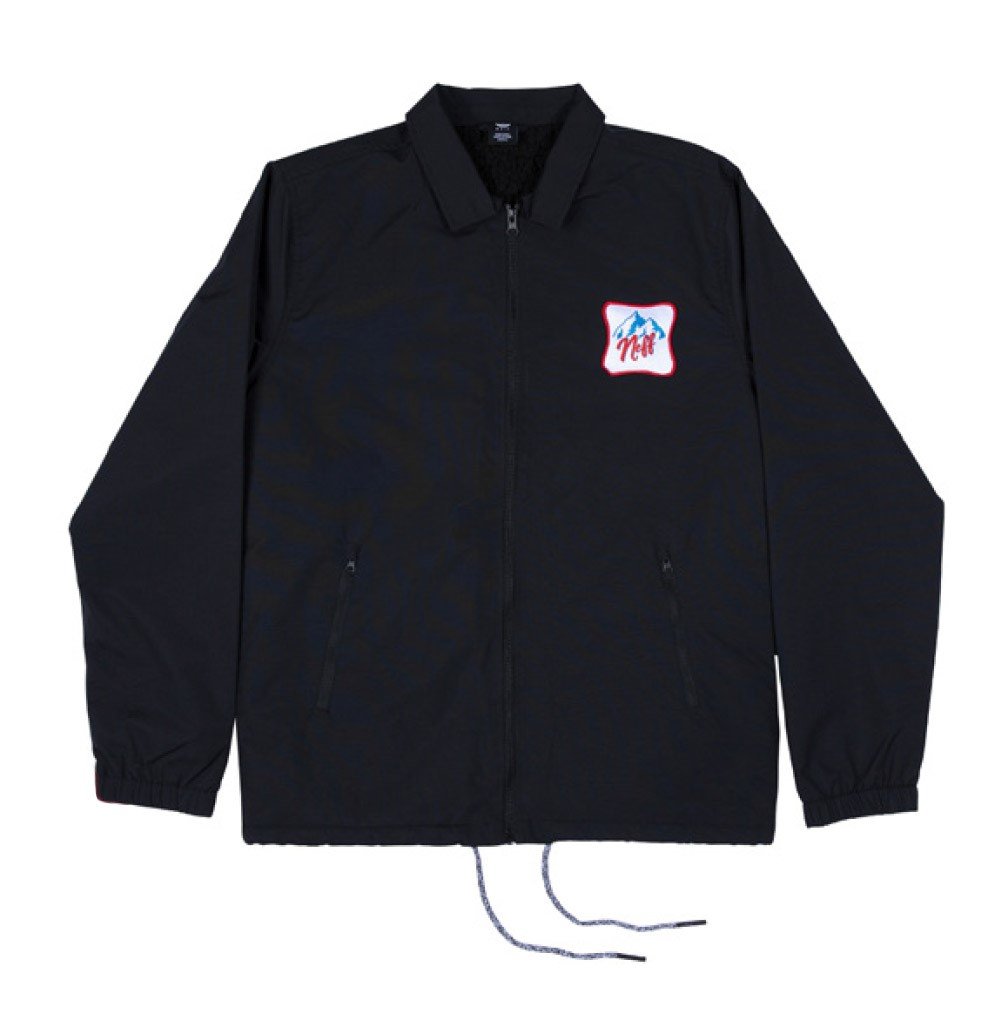 NEFF Buttinski Coaches Sherpa Lined Nylon Jacket Men's Medium Black ...