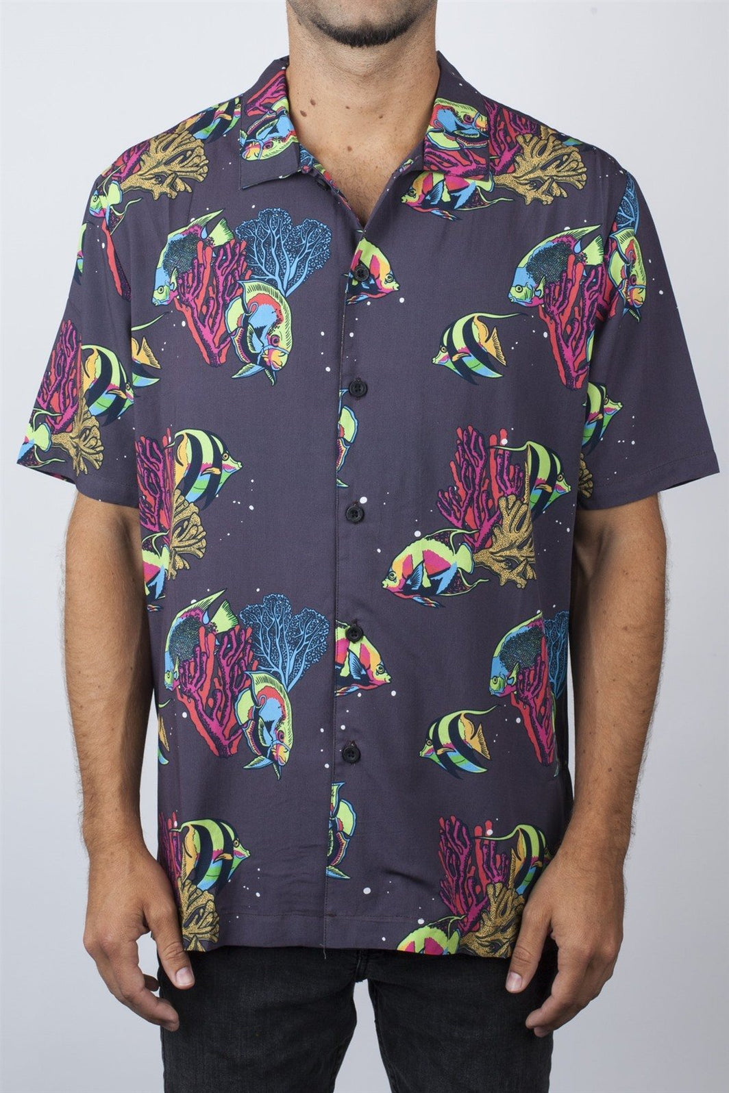 Neff Daily Pool Sider Short Sleeve Shirt, Men's Medium, Neon Tropics B ...